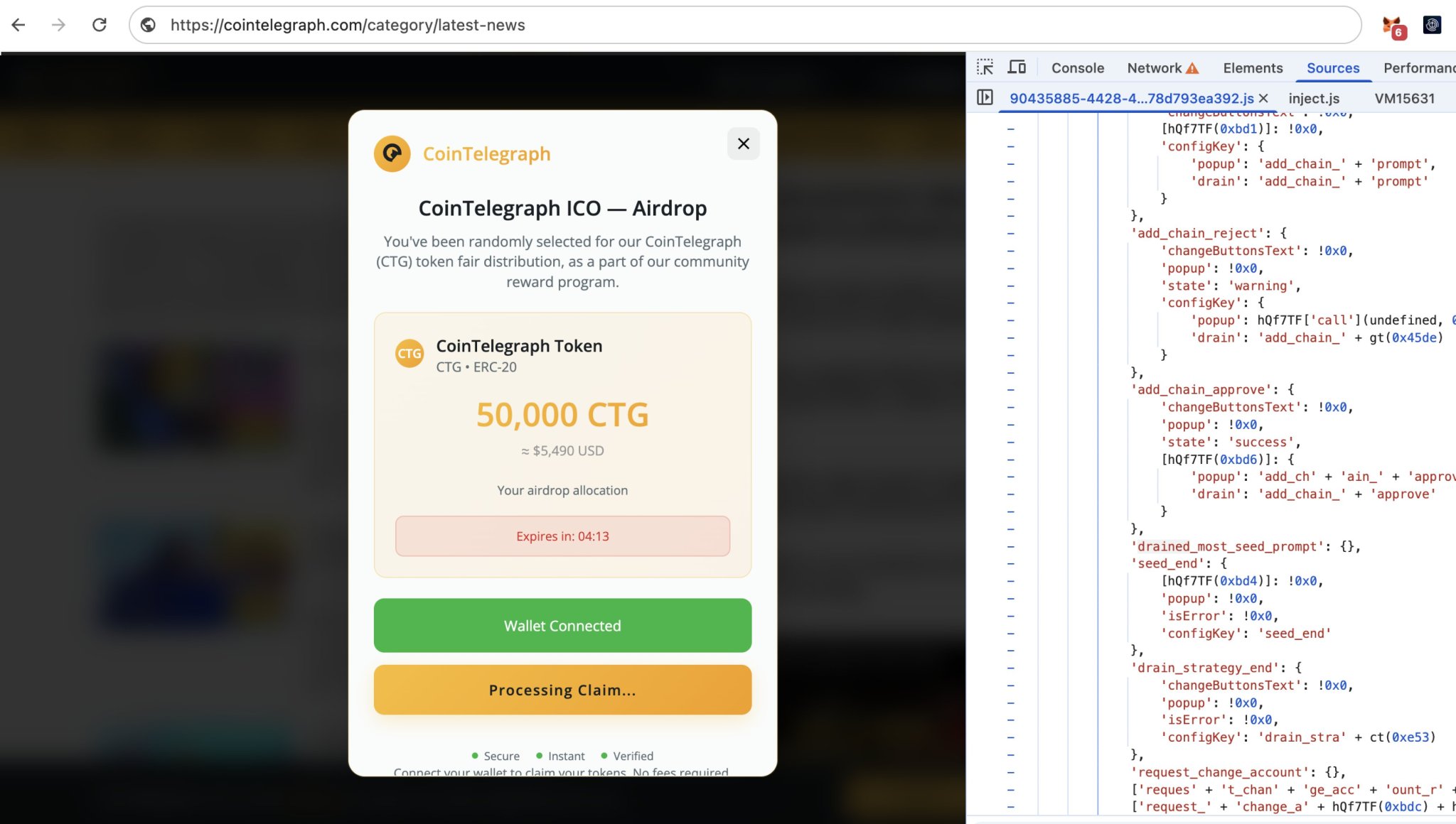 Cointelegraph Website Hacked to Promote Fake Token Airdrop